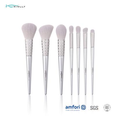 China Aluminum Ferrule Synthetic Hair 7pcs Wooden Handle Cosmetic Brush for sale