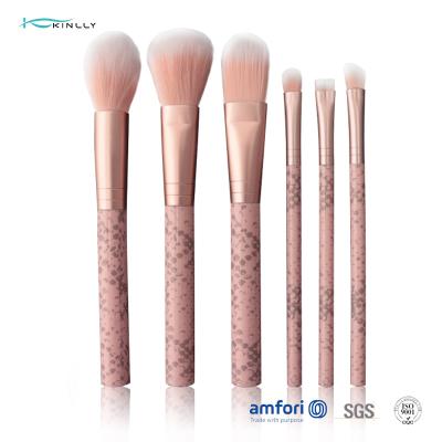 China 6 PCS Premium Synthetic Travel Makeup Brush Set Plastic Handle for sale