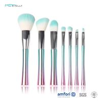 China 7 PCS Rainbow Plastic Handle Cosmetic Makeup Brush Set Private Label Design for sale