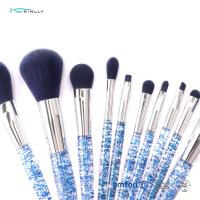 China 10PCS  Transparent Cosmetic Makeup Brush Set  Plastic Handle Cosmetic Makeup Tools for sale