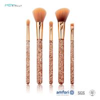 China Glitter Rose Gold Ferrule Makeup Brush Gift Set 5pcs for Eyeliner Eyeshadow for sale