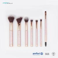 China Plastic Handle Nylon Synthetic Makeup Brushes Coffee Color Private Logo Accept for sale