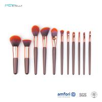 China Three Colors Travel Makeup Brush Set With Synthetic Hair Wooden Handle for sale