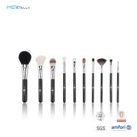 China Synthetic Hair 10pcs SGS Cosmetic Makeup Brush Black Wooden Handle for sale
