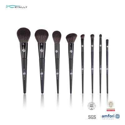 China Wooden Handle BSCI Synthetic Hair Makeup Brush Ferrule Laser Logo for sale