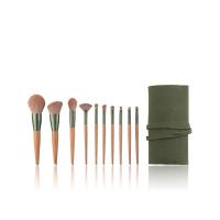 China OEM 10 piece makeup brush set With Synthetic Hair And Cosmetic Bag for sale