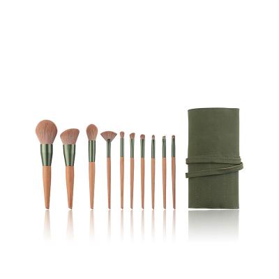 China OEM 10 piece makeup brush set With Synthetic Hair And Cosmetic Bag for sale