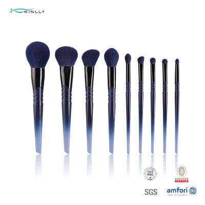 China Nylon Hair Graduated Color 9pcs Travel Makeup Brush Set Private Label for sale
