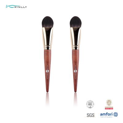 China Cruelty Free Vegan Taklon Kabuki Face Brush Rose Gold Brass Ferrule for sale