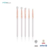 China 5pcs Plastic Makeup Brushes White Plastic Handle Vegan Fiber Eye Makeup Brush Set for sale