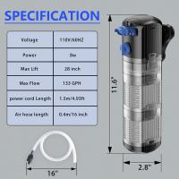 China Aquarium Fish Tank 8w Internal Filter Pump For 40-120 Gallon Salt Fresh Water Coral Turtle Tank for sale