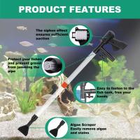 China Plastic Fish Tank Gravel Cleaner Aquarium Siphon Vacuum With Algae Scraper Water Flow Controller for sale