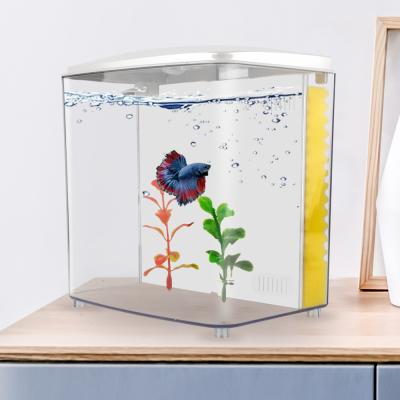 China Small Desktop Aquarium Fish Tank With LED Light And Filter Pump for sale