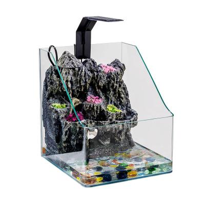 China Sitting Room Fish Turtle Tank Aquarium Medium Sized White Glass Ecological Grass for sale
