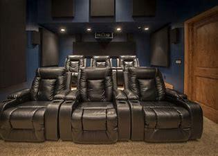 China Row Light Home Theater Leather Movie Chairs Vestee Surface for sale