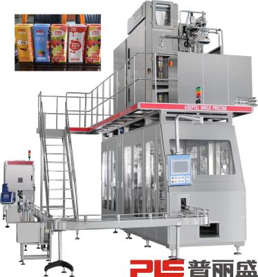 China 16000 PPH 200ml Slim Leaf Aseptic Carton Filling Machine with Straw Applicator For Juice for sale