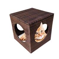 China Outdoor Furniture Rattan Wicker Pet House Bed KD Dog House for sale
