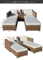 China Patio Wicker Cushioned Rattan Lounge Daybed Vine Woven Weaving Bed Garden Beach for sale