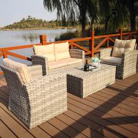 China Rectangular Aluminum Frame Rattan Outdoor Sofa Chair Coffee Table Set UV Weather Resistant High Quality Furniture for sale