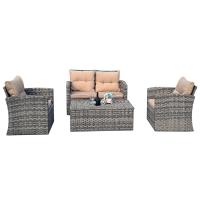 China Rectangular Aluminum Frame Rattan Outdoor Sofa Chair Coffee Table Set UV Weather Resistant High Quality Furniture for sale