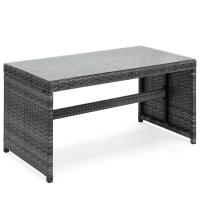 China Waterproof Weather Resistant Aluminum Frame Modern Brown PE Rattan Woven Sofa Chair Coffee Table Sets for sale
