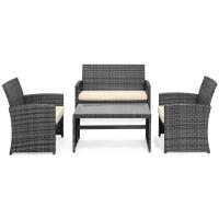 China Waterproof Weather Resistant Aluminum Frame Modern Brown PE Rattan Woven Sofa Chair Coffee Table Sets for sale