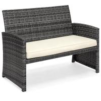 China Waterproof Weather Resistant Aluminum Frame Modern Brown PE Rattan Woven Sofa Chair Coffee Table Sets for sale