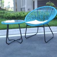 China Outdoor PE Rattan Woven Coffee Table Chair Colorful Furniture Set Tempered Glass Tabletop for sale