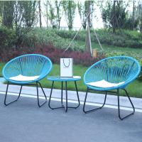 China Outdoor PE Rattan Woven Coffee Table Chair Colorful Furniture Set Tempered Glass Tabletop for sale
