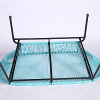 China PE Rattan Woven Coffee Table Chair Hot Sale Best Design Colorful Outdoor Furniture Set Tempered Glass Tabletop for sale