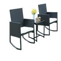 China PE Rattan Woven 3 Set Table Chair Hot Sale Best Design swing chair Outdoor Furniture Set High Quality 300 Kg Capacity for sale
