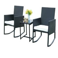 China PE Rattan Woven 3 Set Table Chair Hot Sale Best Design swing chair Outdoor Furniture Set High Quality 300 Kg Capacity for sale