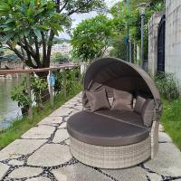 China PE Rattan Garden Lounge Chair Sofa Furniture Chair Daybed Lying Bed Beach for sale