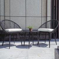 China 2 Seater Rattan Garden Table And Chairs Woven Coffee Sofa Outdoor Furniture Set for sale