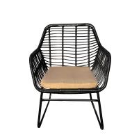 China CE BSCI Black Steel Plating PE Rattan Outdoor Woven Coffee Table Chair Sofa for sale