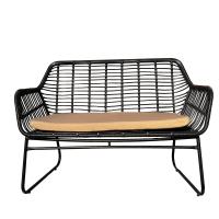 China CE BSCI Black Steel Plating PE Rattan Outdoor Woven Coffee Table Chair Sofa for sale