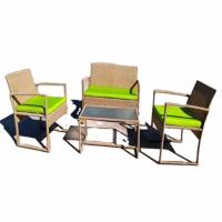 China Handmade Rattan Woven Coffee Table Chair For Outdoor Dining And Relaxing Table Chair Ottoman Furniture Sets for sale