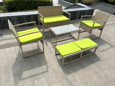 China Handmade Rattan Woven Coffee Table Chair For Outdoor Dining And Relaxing Table Chair Ottoman Furniture Sets for sale