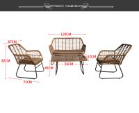 China Garden Rattan Dining Table And Chairs Steel PE Rattan Woven Coffee Table Chair Sofa for sale