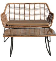 China Garden Rattan Dining Table And Chairs Steel PE Rattan Woven Coffee Table Chair Sofa for sale