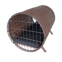 China CE BSCI Rattan Pet With Cushion Flat Round Rattan For Cat Dog Pet House Kennel Outdoor Furniture for sale
