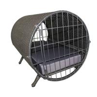 China CE BSCI Rattan Pet With Cushion Flat Round Rattan For Cat Dog Pet House Kennel Outdoor Furniture for sale