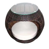 China 13mm  Eco-Friendly Rattan Cat Bed Woven Apple-Shape Dome Cat Cave Cushion Coffee Table Natural Pet Houses Furniture for sale
