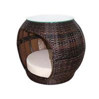 China 13mm  Eco-Friendly Rattan Cat Bed Woven Apple-Shape Dome Cat Cave Cushion Coffee Table Natural Pet Houses Furniture for sale