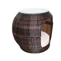 China 13mm  Eco-Friendly Rattan Cat Bed Woven Apple-Shape Dome Cat Cave Cushion Coffee Table Natural Pet Houses Furniture for sale