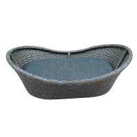 China Wicker Basket Dog Bed Brown Bath Tub Plastic Rattan Woven Cat Bed House Wooden Foot Pet Pet Cage for sale