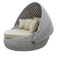 China Round Rattan Lounge Chair Sunbed Waterproof Beach Chair Garden Daybed Vine Woven for sale