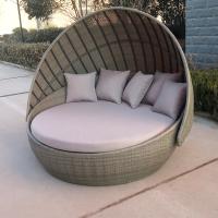 China Villa Patio Pool Beach rattan furniture round chair Lounger Outdoor Wicker Round Bed for sale