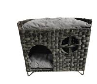 China Four Seasons Rattan Pet House Small Animal Pattern Woven Dog Cat Litter Cage Universal Semi-Enclosed Washable Cage for sale