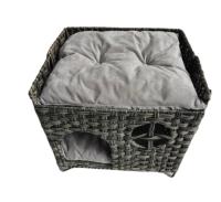China Four Seasons Rattan Pet House Small Animal Pattern Woven Dog Cat Litter Cage Universal Semi-Enclosed Washable Cage for sale